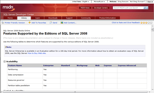 SQL Server 2008 Edition Side–by-side Feature Comparison - (aka. What ...